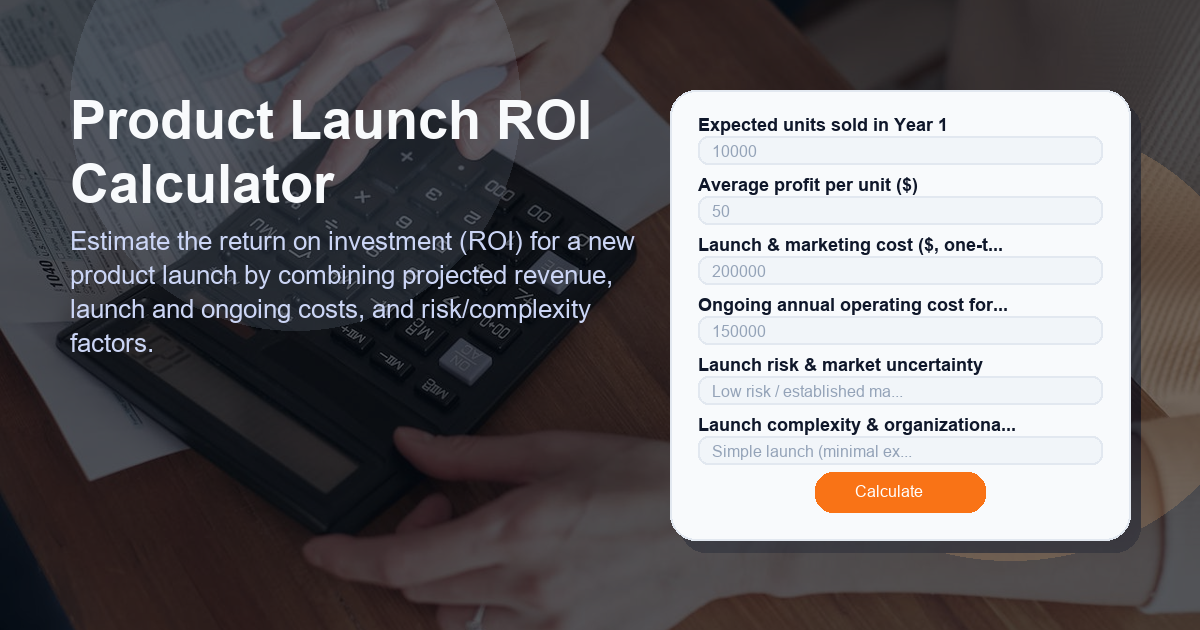 Product Launch ROI Calculator - ROIhacks.com